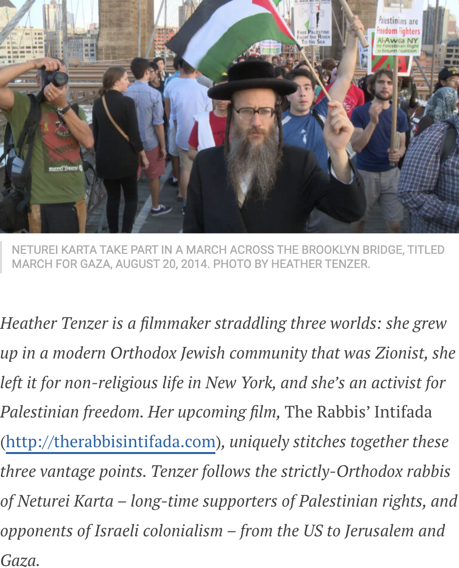 Interview with Heather Tenzer on ‘Rabbis Intifada’ film – Emmaia Gelman